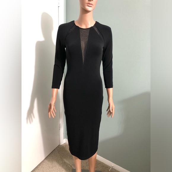 Alice + Olivia | Dresses | Alice Olivia Black 34 Sleeves Mesh Panel ...
